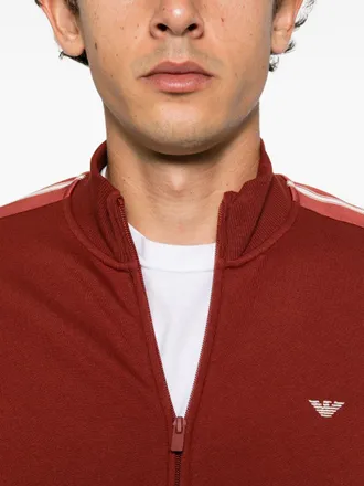 Emporio Armani Logo-Embroidered Stripe Detail Sweatshirt - Red