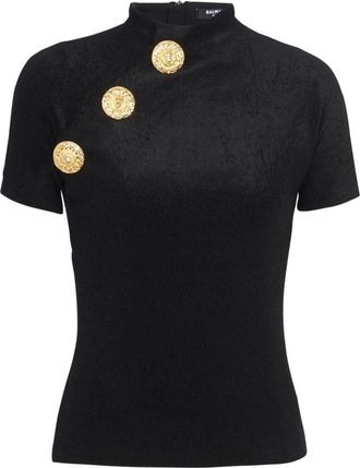 Balmain Femme, Tops, Noir, Taille: 38 FR Velvet Jersey Top