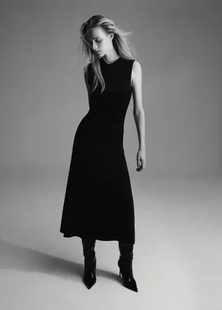 Mango Robe longue avec d&eacute;tails drap&eacute;s noir - Femme - XS - MANGO