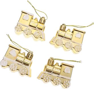 Hemobllo 4 St&uuml;ck Weihnachtsbaumschmuck Kleine Autoanh&auml;nger aus Sicherem Verschlei&szlig;festem Material Goldfarbene H&auml;ngedekoration f&uuml;r Weihnachtsbaum Wohnzimmer B&uuml;r