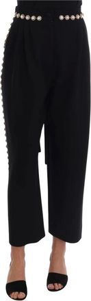 Dolce & Gabbana Pantalon Large Cristal - Femme - Pantalons - Noir - Taille: 36 FR