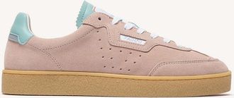 Faguo Baskets cuir su&egrave;de rose gris&eacute;