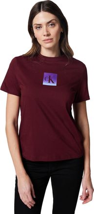 Calvin Klein Damen T-Shirt Kurzarm Classic Fit Tee aus Baumwolle, Rot (Deep Rouge), M