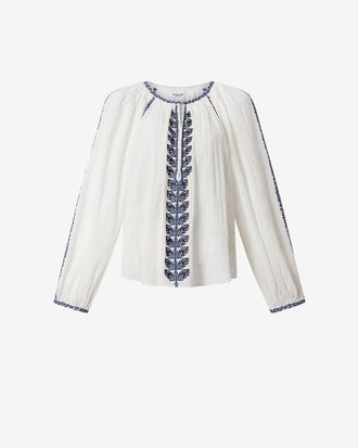 Isabel Marant Top Lena - Femme - &Eacute;cru Et Bleu - Taille 34 - Marant &Eacute;toile