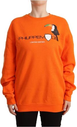 Philippe Model Femme, Sweatshirts et sweats &agrave; capuche, Orange, Taille: 44 FR Tsh7320-P Printed Long Sleeves Pullover Sweater