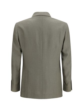 Brunello Cucinelli Mens Single-Breasted Silk And Linen Jacket Kaki Silk; Linen; Wool Ovis Aries