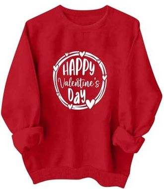Generic Veste polaire sans femme - Sweat-shirt rouge avec motif coeur - Coupe ample - Manches longues - Col rond - Pull &agrave; capuche - Haut de f&ecirc;te, Rose, 3XL