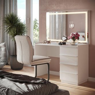 Vicco Schminktisch Viktoria, Wei&szlig;, 110 cm mit LED-Spiegel