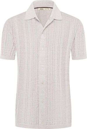 Maurizio Baldassari Strick-Kurzarmhemd mit Streifenstruktur und Leinenanteil in