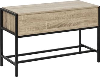 PEGANE Pegane - Banc à chaussures, meuble à chaussures en métal noir et bois coloris naturel -Longueur 76,5 x Profondeur 30 x Hauteur 48 cm