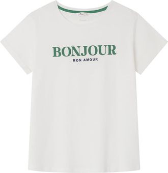 Springfield Frqs Bonjour T-Shirt f&uuml;r Damen, wei&szlig; Standard, Medium