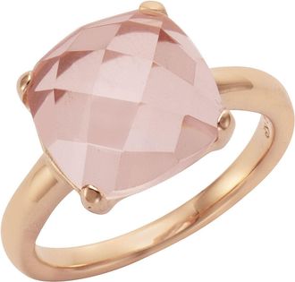 Jamelli Ring Silber 925 rosé-vergoldet mit echtem Rosenquarz 12mm