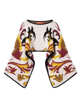 La DoubleJ étole fleurie à manches amples - Blanc