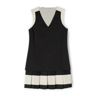 Motivi Zweifarbiges Kleid mit Faltenrock - - Dresses - Damen - Schwarzk - XS
