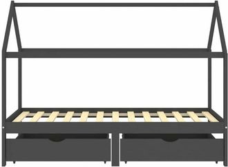 vidaXL Cadre de lit denfant avec tiroirs Gris fonc&eacute; Pin 90x200 cm