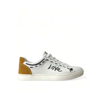 Dolce & Gabbana Homme, Chaussures, Blanc, Taille: 39 1/2 EU Baskets Basses en Cuir Blanc et Orange