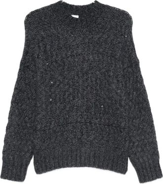 Eleventy Femme, Pulls, Gris, Taille: 40 FR Pull à Paillettes Gris Foncé