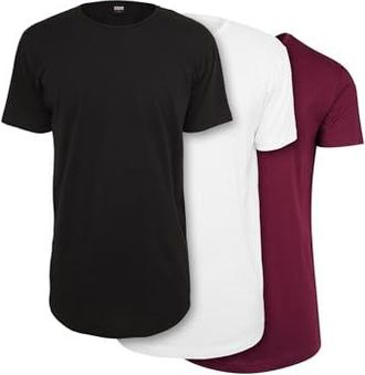 Urban Classics Pp638a-shaped Long Tee 3-Pack T-Shirt, Noir/Blanc/Port, S Hommes