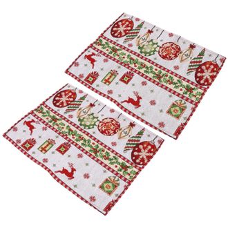 Cabilock 2 St&uuml;ck Weihnachtstischset aus Verschlei&szlig;festem Strickstoff mit Rentiermotiv Tischmatten f&uuml;r Festliche Partys und Familienfeiern
