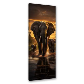 Feeby Wandbilder Elefant Afrika 60x150 cm 1 tlg Modern Leinwandbilder Bild auf Leinwand Kunstdruck Wand Bild Wanddeko Design Schlafzimmer B&uuml;ro Flur Hotel Sp