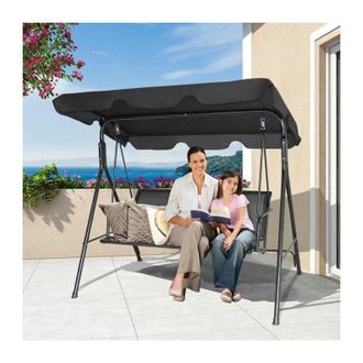 Costway Chaise longue 3 places Balancelle jardin balan&ccedil;oire banc jardin balan&ccedil;oire &agrave; bascule banc - Costway