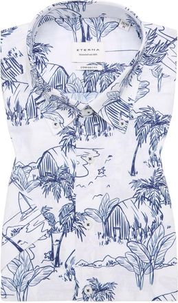 Eterna Gemustertes Kurzarmhemd mit Lyocell-Anteil, Comfort Fit in