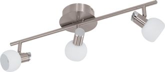 Eglo LED Deckenlampe Sesto 2, Deckenstrahler, Stahl in Nickel-matt, Chrom, Glas satiniert in Weiss lackiert warmweiß