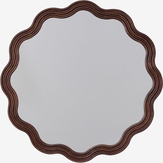 Sklum Runder Wandspiegel aus Eichenholz (Ø80 cm) Luesia Braun Dark - Sklum