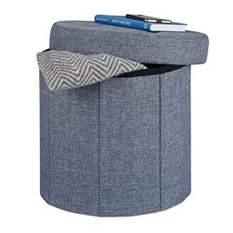 Relaxdays Sitzhocker mit Stauraum Gr&ouml;&szlig;e M, Fu&szlig;hocker mit Deckel, Polsterhocker zur Aufbewahrung, 38x38x38 cm, dunkelgrau