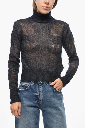 Woolrich Turtleneck Open Work Mohair Blend Sweater size M
