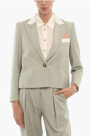 Hebe Studio Cropped DIANE Single Breasted Blazer size 40