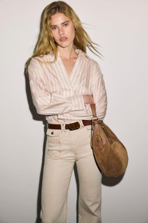 Gerard Darel Blouse ray&eacute;e &agrave; col chemise - LOUANNE - Nude