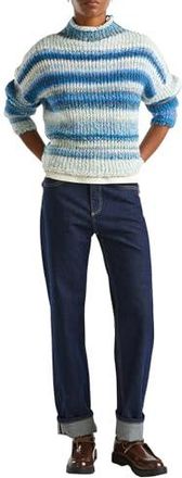 Benetton Maille de Chandail M/L, Bleu, L