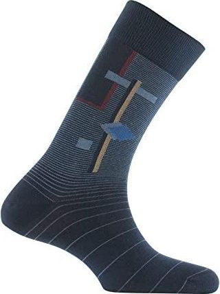 Kindy Mi-chaussettes dessins géométriques fabriquées en France - couleur - Marine - Pointure - 43-46