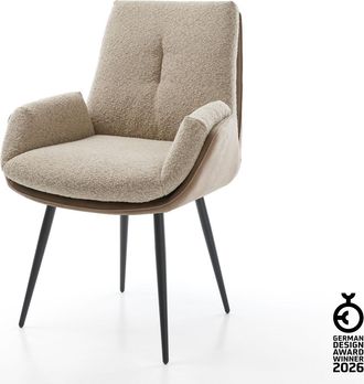 DELIFE Esszimmerstuhl Clea-Flex Materialmix Schlamm 4-Fu&szlig; konisch Schwarz, Esszimmerst&uuml;hle