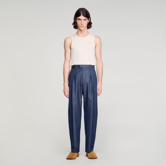 Sandro Pantalon &agrave; pince effet denim