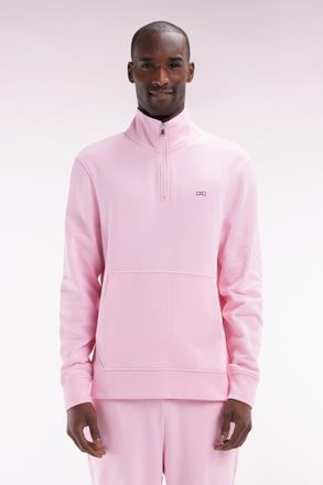 Eden Park Sweatshirt &Agrave; Col Zipp&eacute; En Coton Rose Coupe Droite