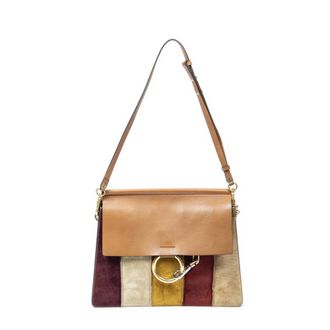 Chlo&eacute; Crossbody Bags - Medium Faye Shoulder Striped Patchwork - Gr. unisize - in Braun - f&uuml;r Damen