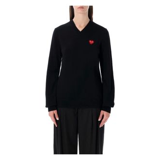 Comme Des Gar&ccedil;ons Femme, Pulls, Noir, Taille: 38 FR V Neck Crystal Heart