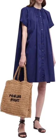 Aspesi Femme, Robes, Bleu, Taille: 40 FR Chemise en coton &agrave; manches courtes