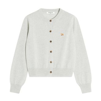 Maison Kitsun&eacute; Femme, Pulls, Gris, Taille: 38 FR Baby Fox Merino Regular Cardigan
