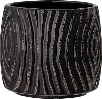 Bloomingville Nordic Atena Blumentopf aus Steingut in der Farbe Schwarz, 13,5x12cm, 82050072