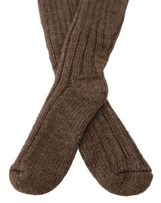 Dolce & Gabbana Brown Wool Knit Calf Long Women Socks Clothing