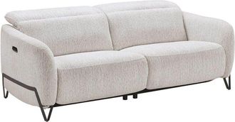 Altobuy AMSTEN - Canapé relax électrique 3 places tissu polyester beige