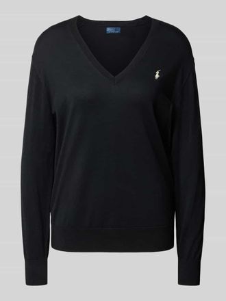 Polo Ralph Lauren Strickpullover mit Logo-Stitching und V-Ausschnitt