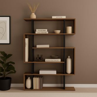 Dmora B&uuml;cherregal Adhara, B&uuml;roregal, Mobiler Buchhalter, B&uuml;cherbrett, 110x26h161 cm, Eiche und Anthrazit