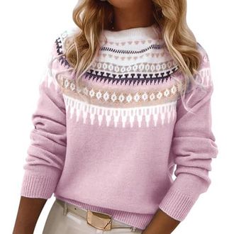 Generic Pull &agrave; col rond pour femme 2026 - Couleur assortie, Rouge, XXL