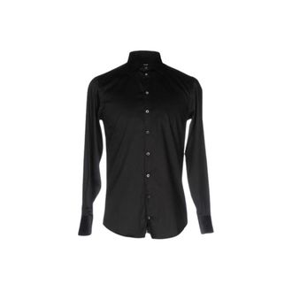 Emporio Armani Slim Stretch Baumwollhemd Italienischer Kragen - - Shirts - Herren - Schwarzk - 3XL