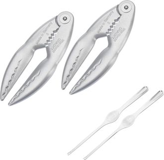 Westmark Hummer-Set, 4tlg., 2 Hummerknacker, Cracky + 2 Hummergabeln, Aluminium mit lebensmittelechter Spezialbeschichtung/Edelstahl, Silber, 660022E6