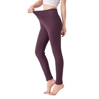 Generic Legging taille haute avec doublure en polaire, pantalon de base thermique chaud et extensible pour plus de confort par temps froid, Violet fonc&eacute;., 3XL